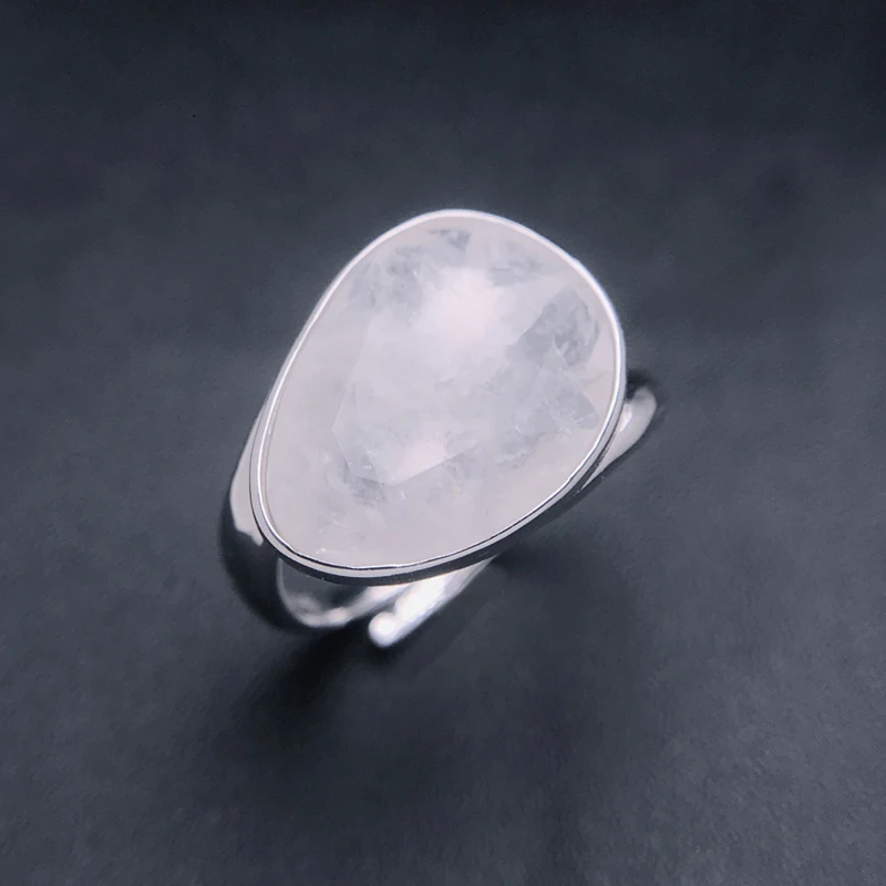 Trendy-Natural-White-Crystal-Ring-Sterling-925-Silver-Irregular ...