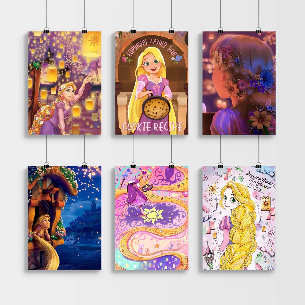Amine Tangled Rapunzel Vintage Posters Sticky Retro Kraft Paper Sticker ...
