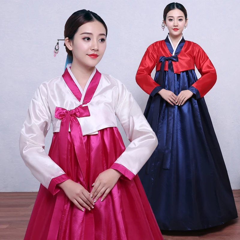 Kadın geleneksel hanbok kore elbise Lady saray kore düğün dans kostümü ...