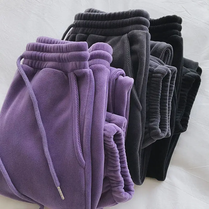 Winter Autumn Warm SweatPants Women Loose solid High Waist 3 colors ...