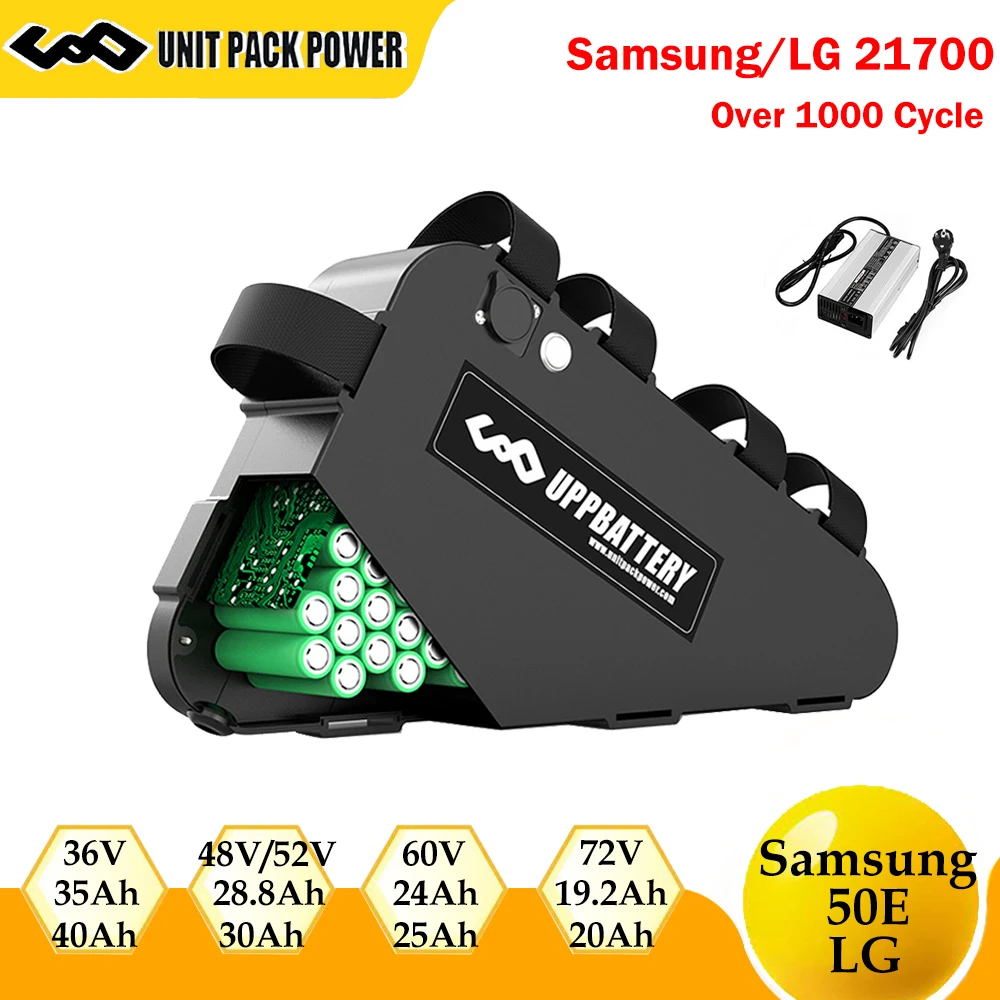 Samsung/LG Cell Triangle Ebike Battery 36V 48V 52V 60V 72V 20Ah 25Ah ...