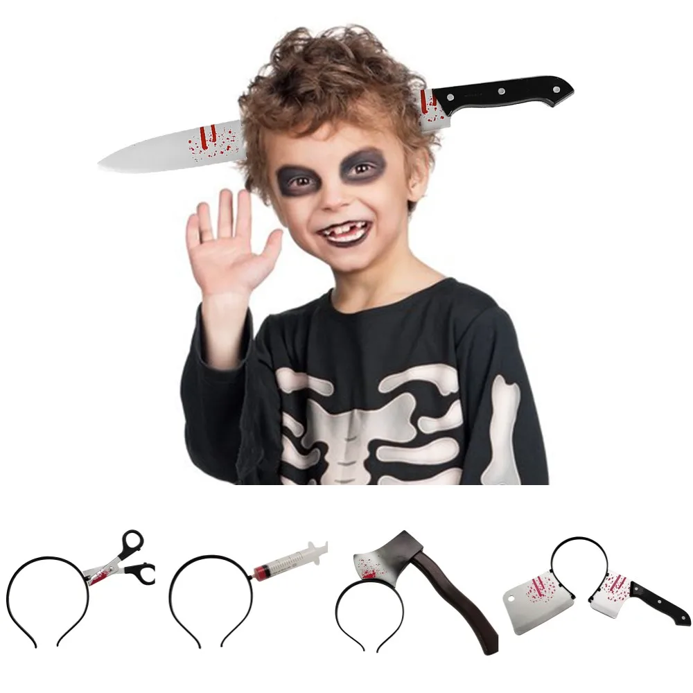 Halloween-Horror-Headband-Props-Simulation-Scary-Knife-Axe-Scissors ...