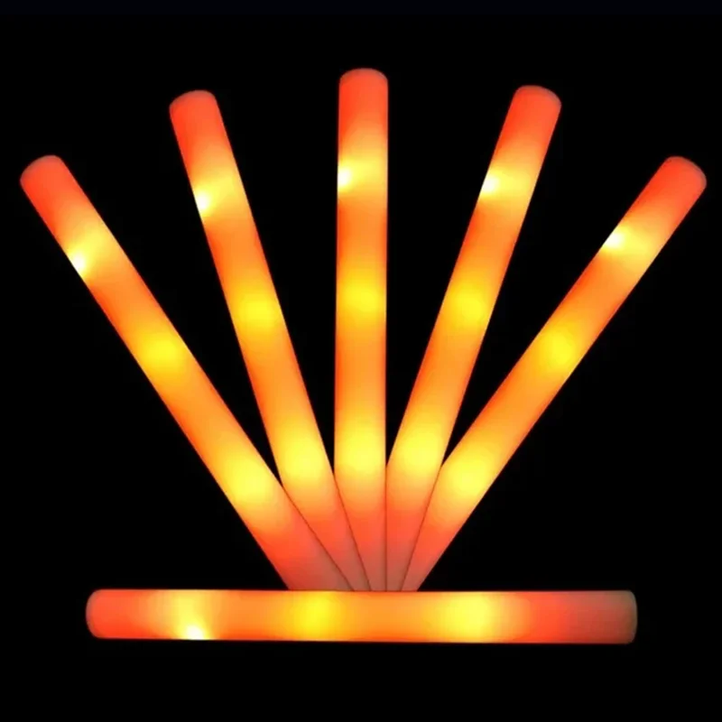 Glow Sticks 20Pcs Led Foam Glow Sticks 3 Modes Orange Flashing Foam LED ...