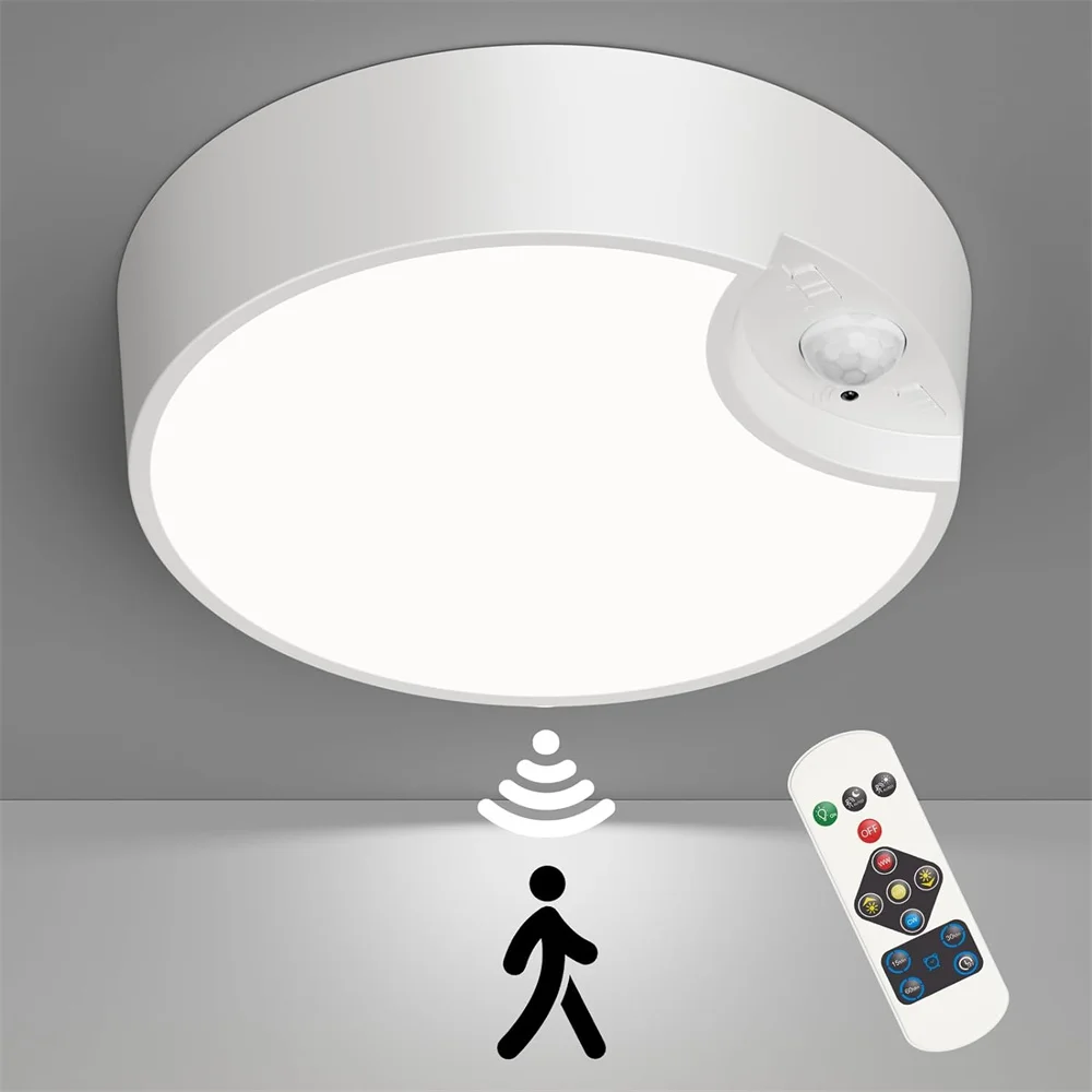 19CM Round Led Ceiling Light Motion Sensor Home Lamp USB Rechargeable ...
