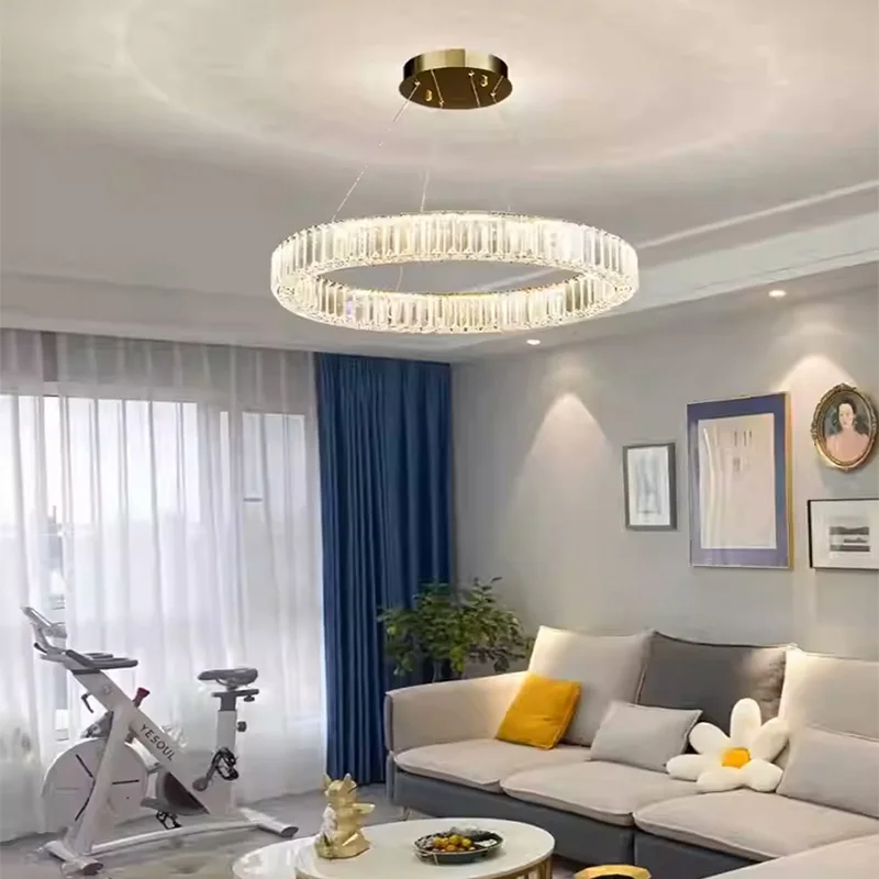 Modern Lustrous Ring Crystal LED Chandelier Luxury Ceiling Hanging Lamp ...