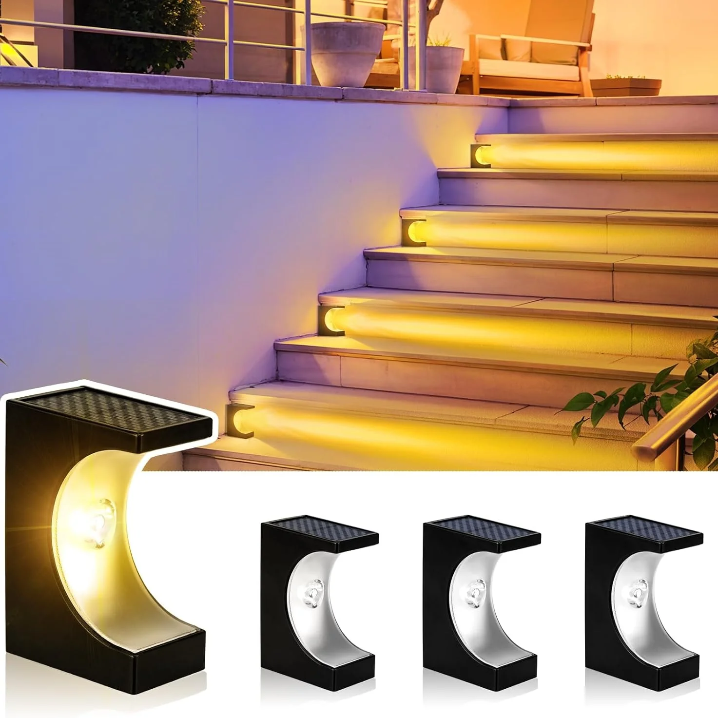 4PCS-LED-Solar-Step-Lights-Stair-Lamp-Solar-Powered-Outdoor-Solar ...