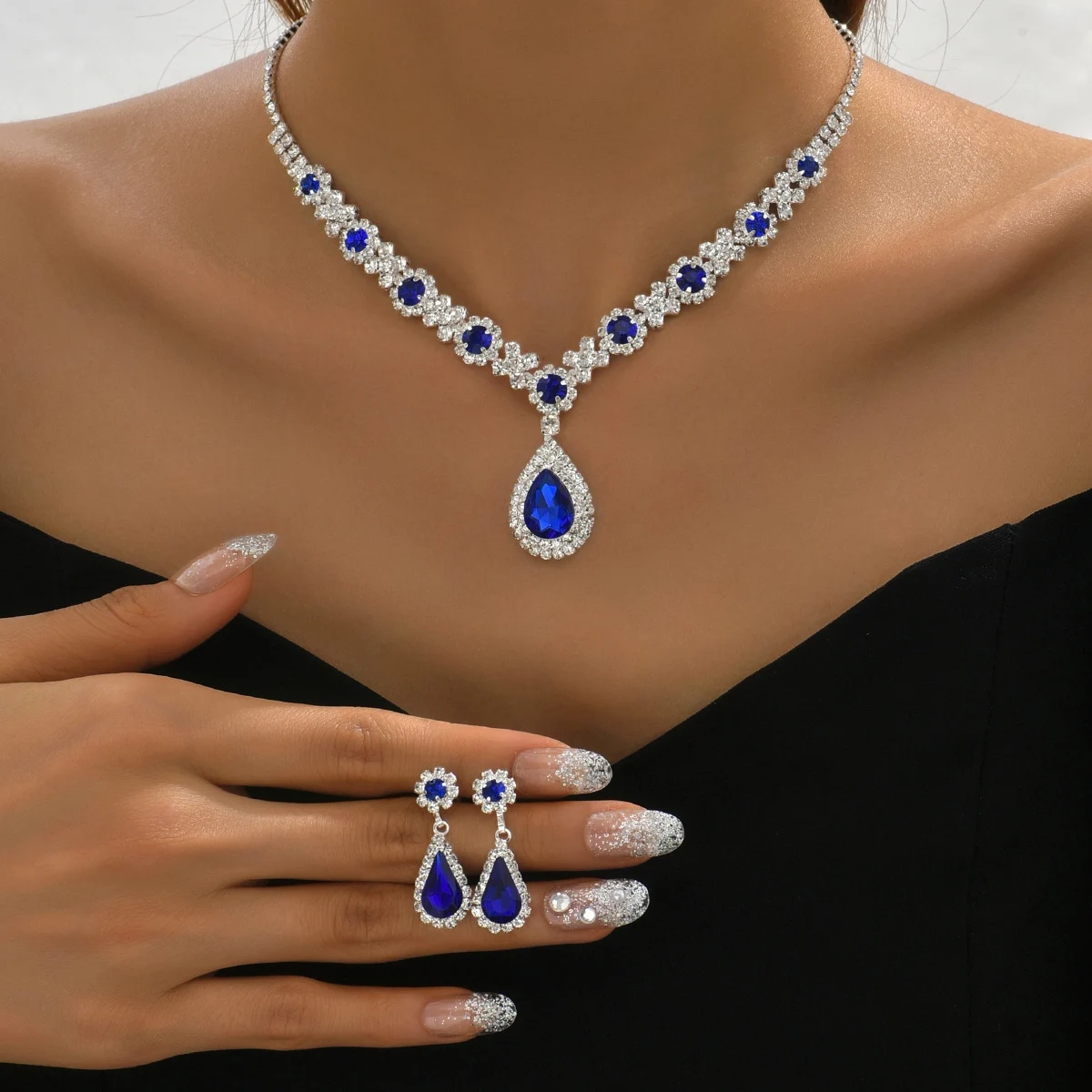 3-pieces-of-women-s-crystal-droplet-necklace-with-earrings-set-for ...