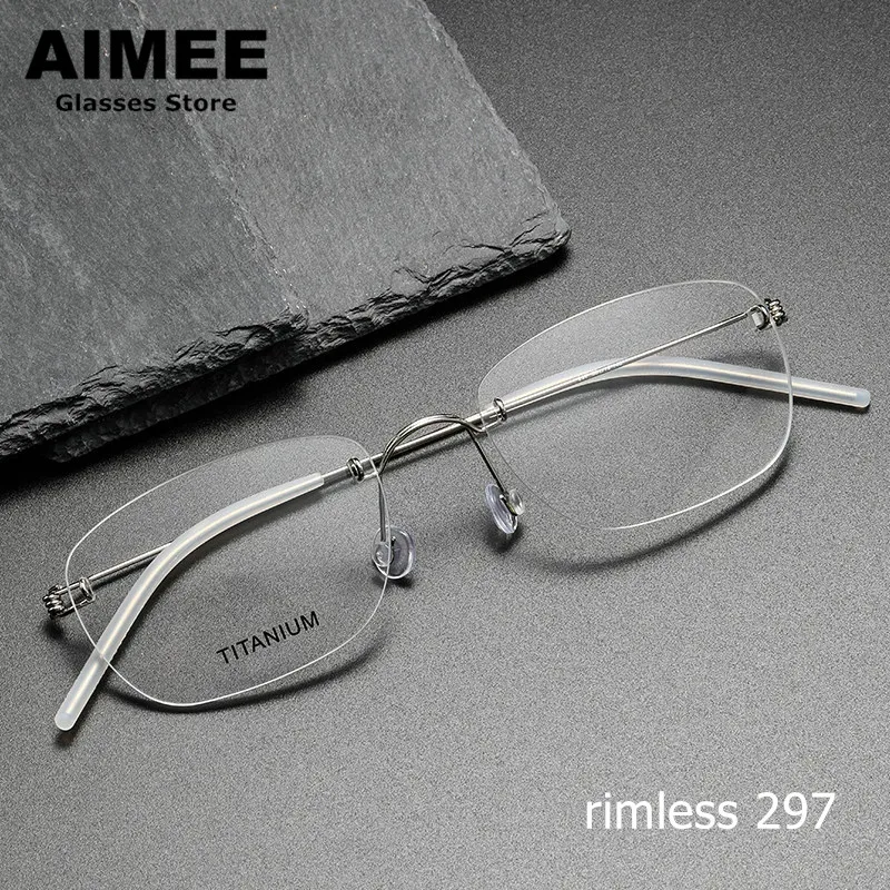 Denmark-Brand-Rimless-Glasses-Frame-Titanium-Ultralight-Men-s-Square ...