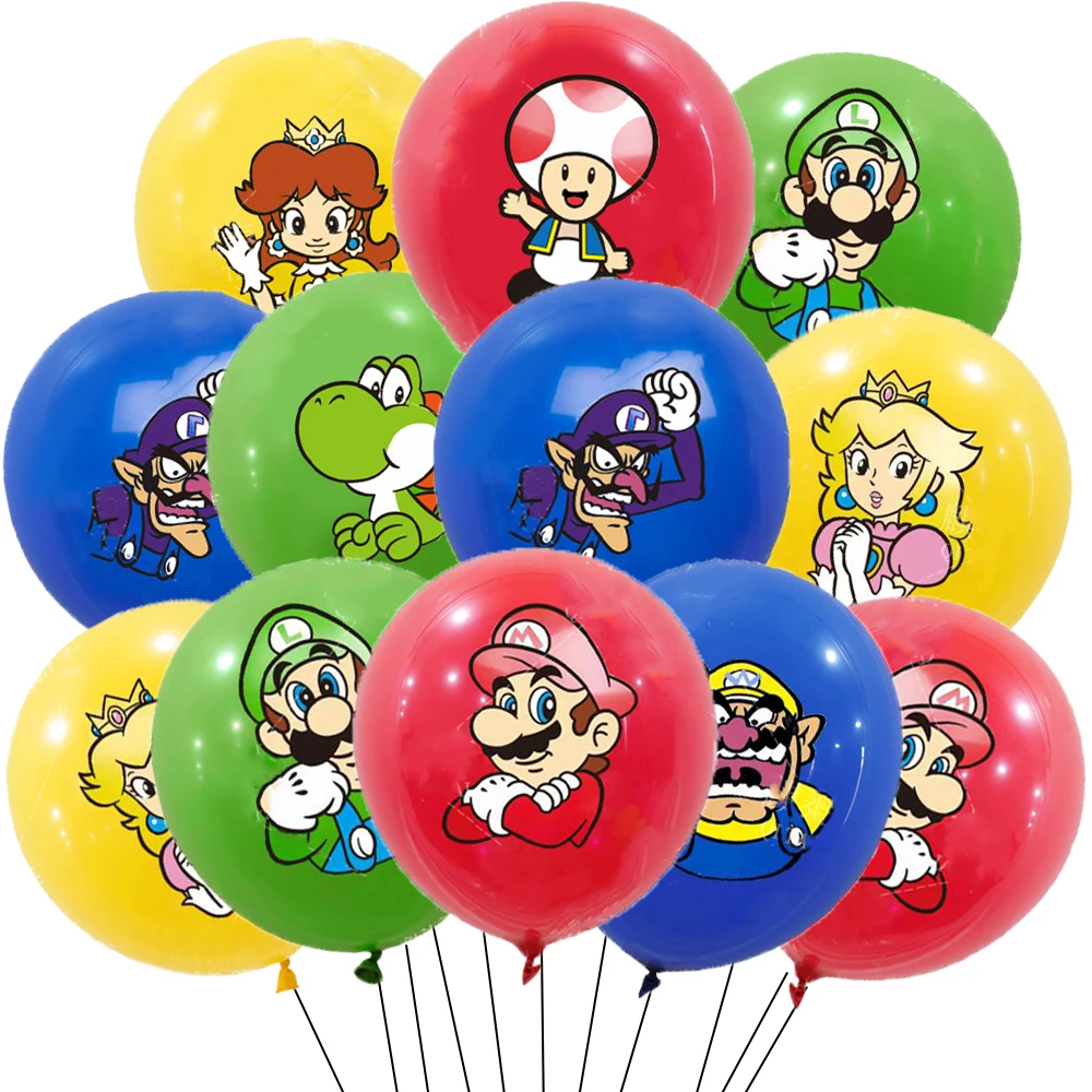 10/20pcs Super Mario Latex Balloon Cartoon Mario bros Luigi double ...