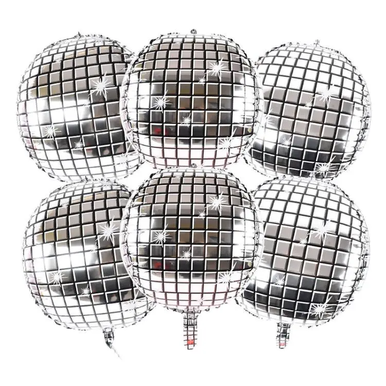 6Pcs-4D-Disco-Ball-Aluminum-Foil-Balloons-Party-Globos-Silver-Metallic ...