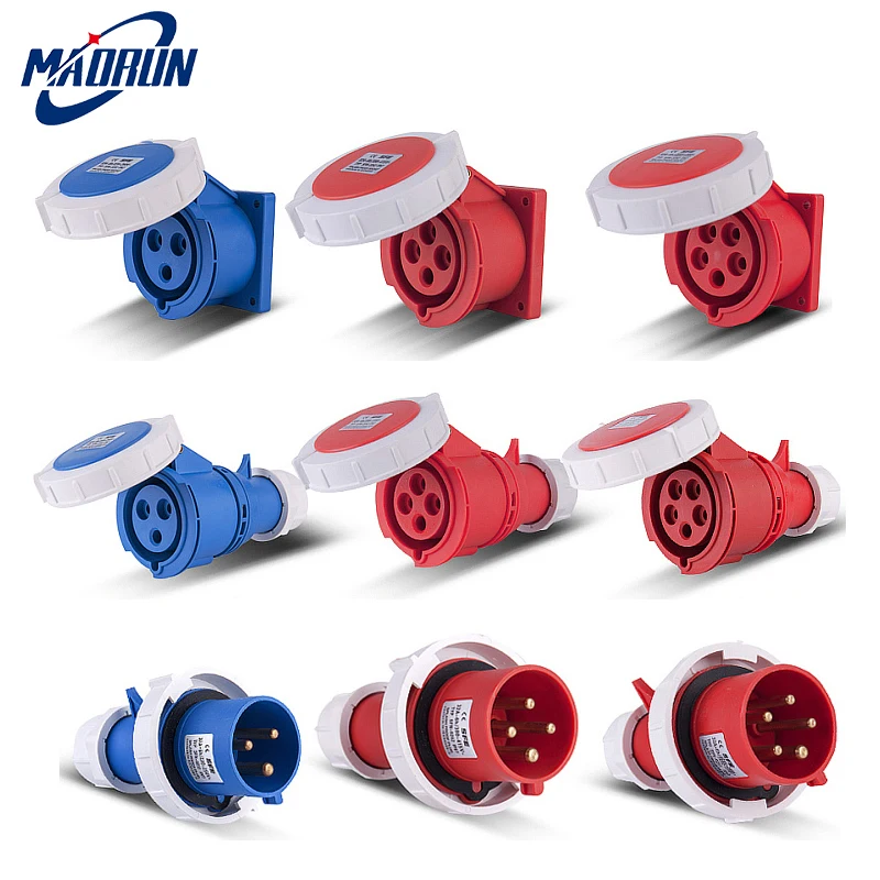 Industrial plug 3-hole 4/5-core industrial connector 16/32A socket male ...