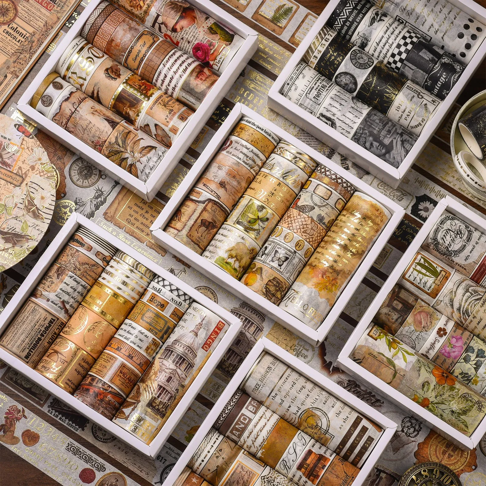 20-Rolls-Vintage-Washi-Tape-Set-Antique-Floral-Letter-Butterfly ...