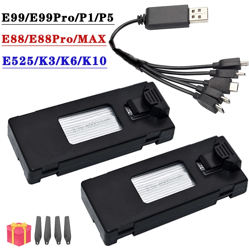 3-7V-4000mAh-Li-ion-Battery-Rechargeable-RC-Drone-For-e88S-E88EVO-E99 ...