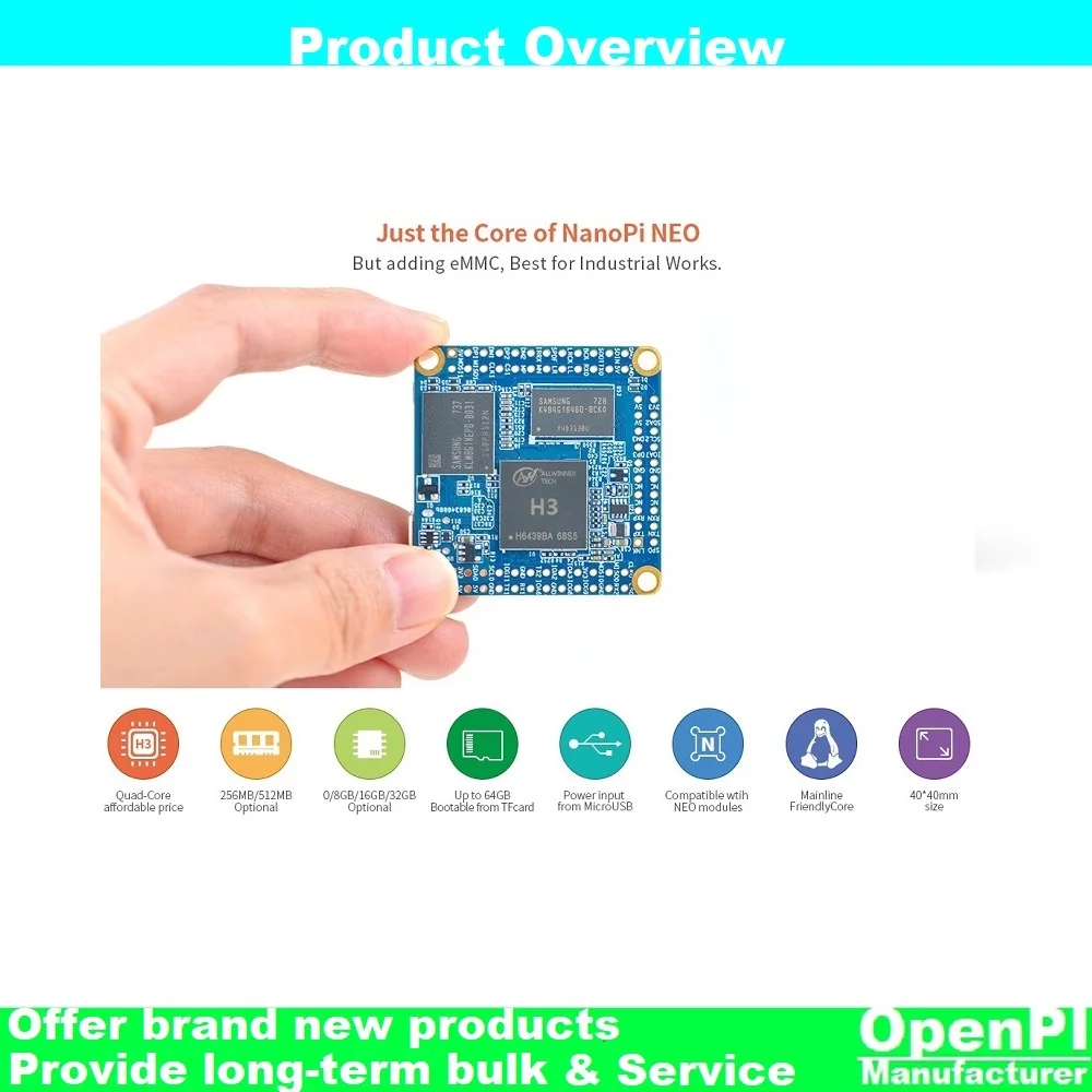 Open+Pi Nano Neo Core LTS(512M RAM & 8GB eMMC) V11 | Allwinner H3 Quad ...