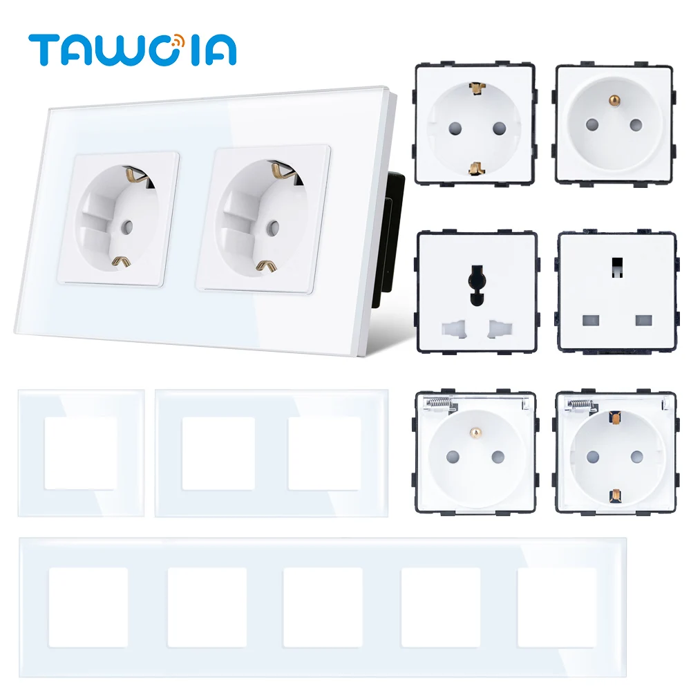 DIY-Wall-Socket-Frame-Glass-PC-Aluminum-Panel-Plug-EU-UK-France-Russia ...