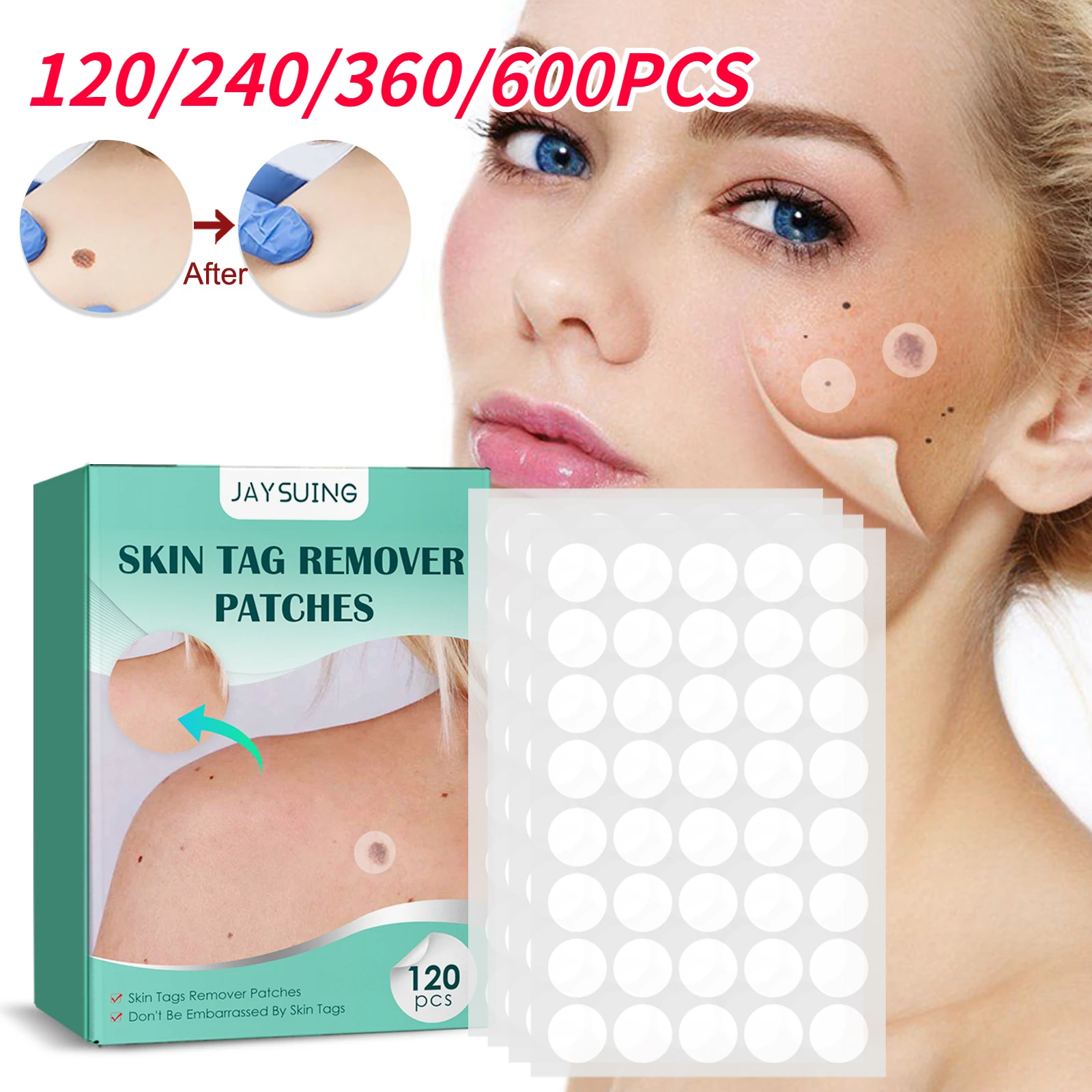 120/240pcs Skin Wart Treatment Stickers Tag Remover Patch Absorb ...
