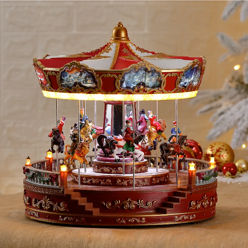New Large Festival Decoration LED Carousel Amusement Park Music Box ...