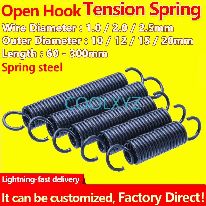 Open Hook Tension Spring Pullback Spring Coil Extension Spring Draught ...