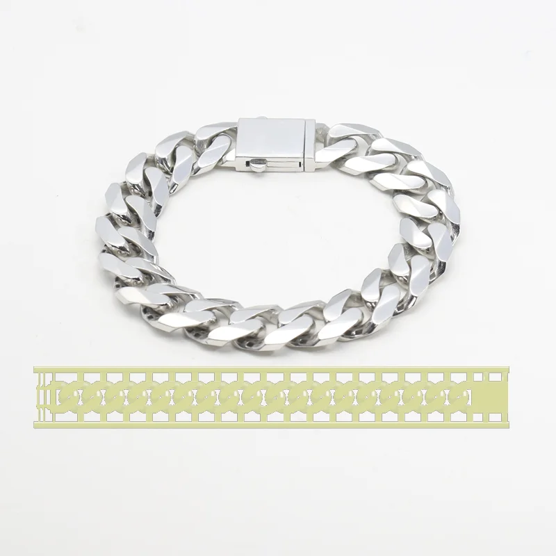 Ready to Casting Flexible Cuban Chain Bracelet 12mm Width White Wax ...