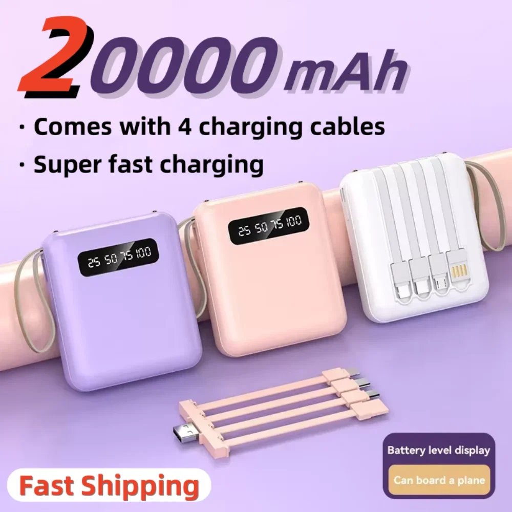 20000mAh Digital display External Battery Mini Power Bank Built in ...