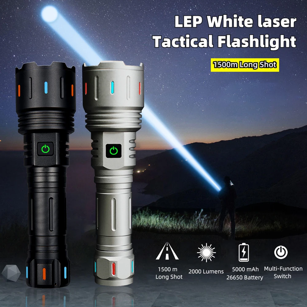 Super Bright Flashlight With Power Bank Long Range High Power Type c ...