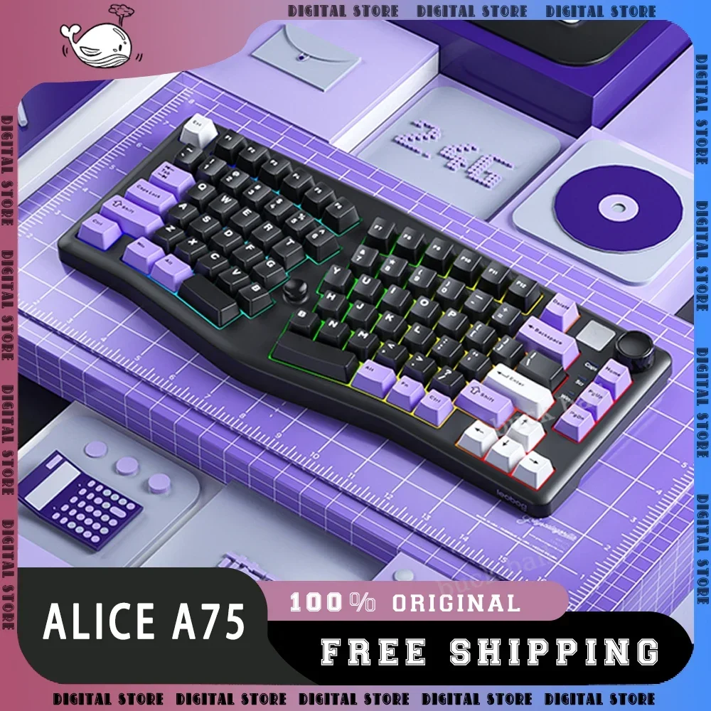 New-Leobog-Alice-A75-Mechanical-Keyboard-3Mode-2-4G-Bluetooth-Wireless-Keyboard-Ergonomics-PBT ...