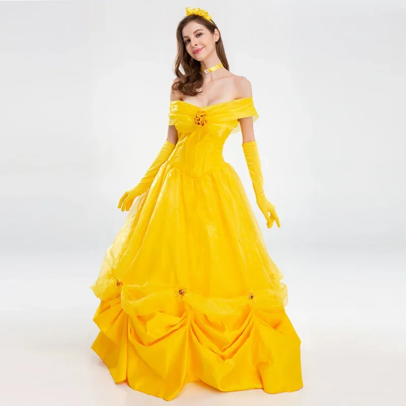 Fantasia-Halloween-Cosplay-Adult-Princess-Belle-Costume-Long-Dress ...