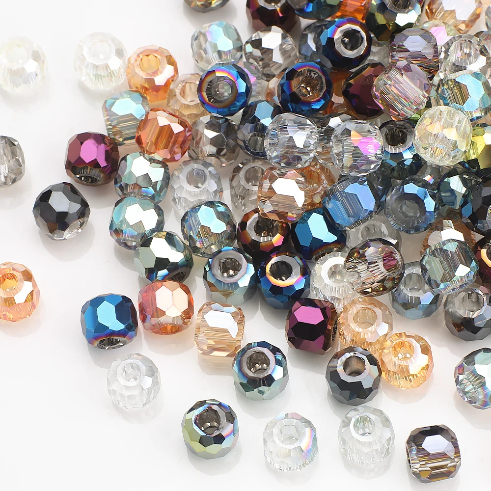 8-10-12-14mm-Mixed-Crystal-Glass-Large-Hole-Beads-Loose-Round-Spacer ...