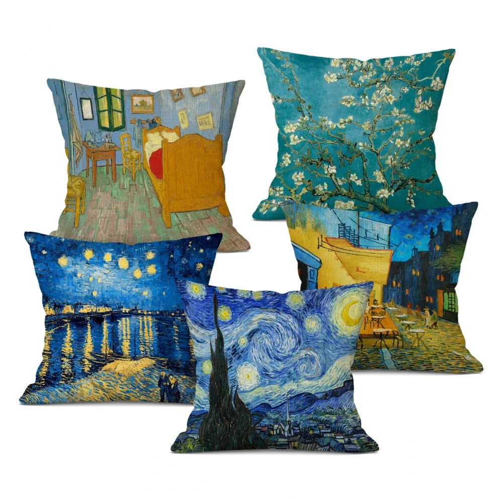 1pcs/SET Van Gogh Oil Painting Art Decorative Cushion Cover Linen ...