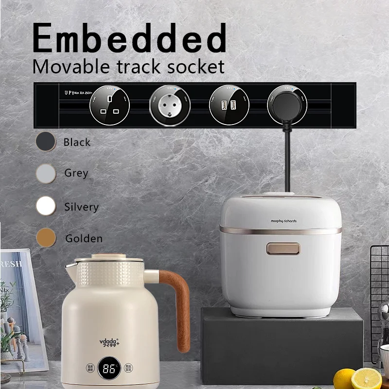 Embedded Power Track Socket Home Appliances Electric Plug Adapter ...