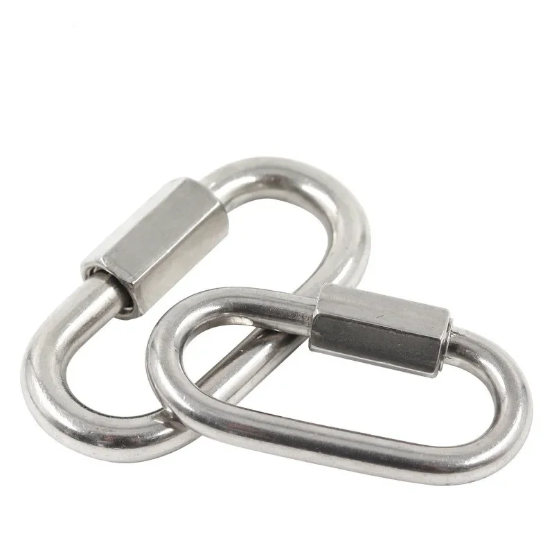 1-Pcs-Carabiner-Hook-304-Stainless-Steel-Oval-Screwlock-Quick-Link-Lock ...