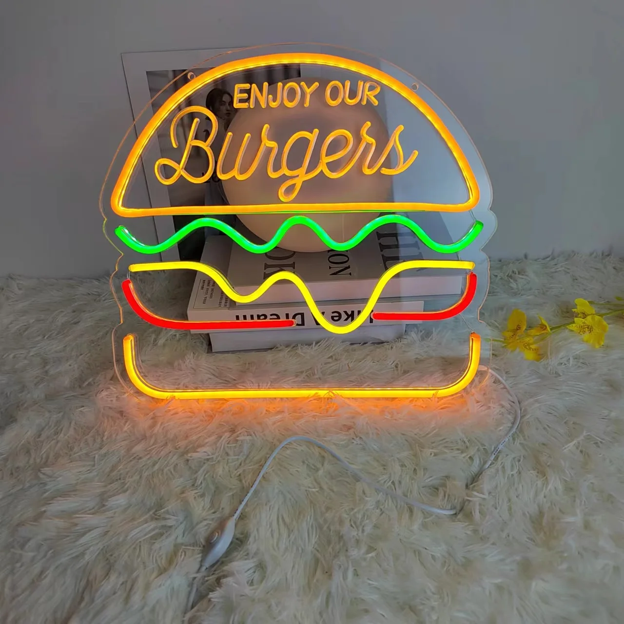Hamburger Neon Sign Led Night Light For Resraurant Advertising Neon ...