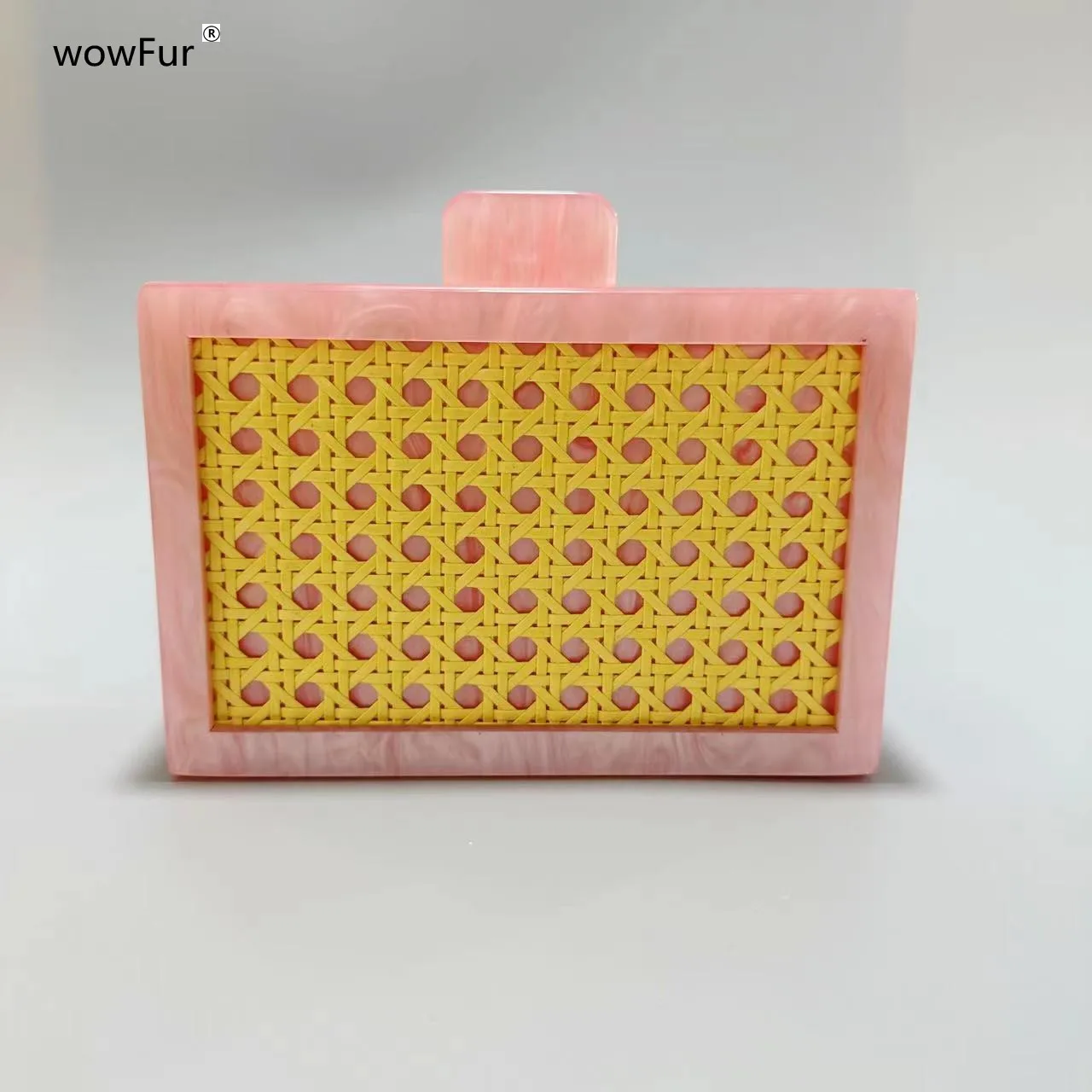 Bolsa-Feminina-Women-Handbags-Orange-Rattan-Solid-Acrylic-Luxury-Party ...