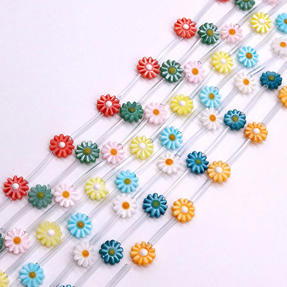 Natural Freshwater Shell Beads Colored Daisy Flower Beads for DIY ...