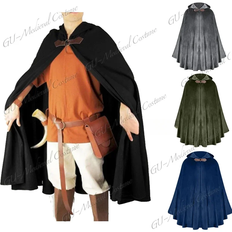 Adult-Unisex-Short-Renaissance-Hooded-Cape-Velvet-Archer-Hunter-Cloak ...