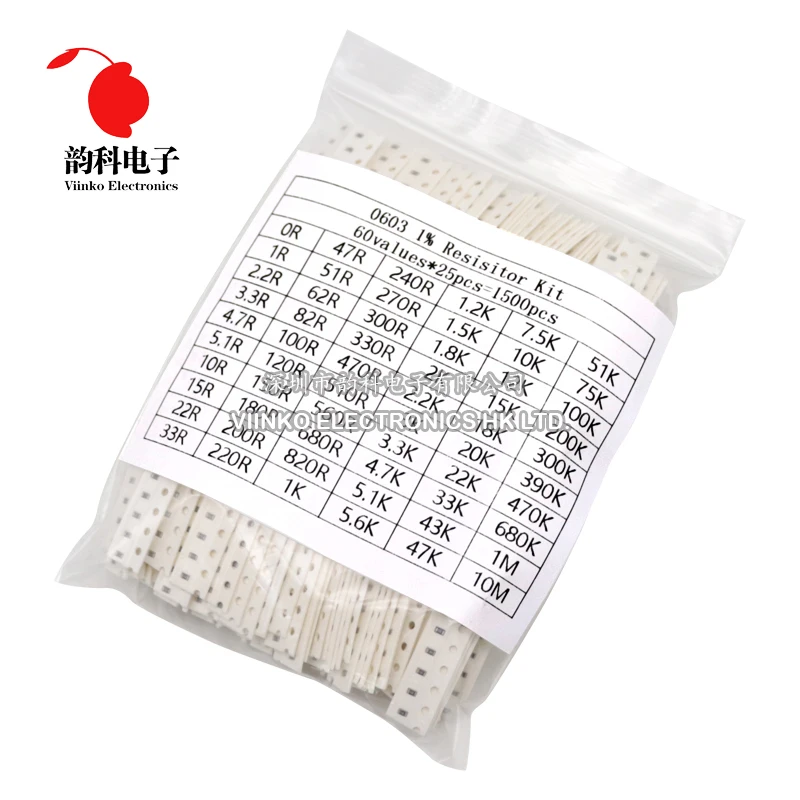 Micrometer 0-1 Aidetek SMD SMT 0805 1% Resistor Kit 0 10M Ohm 144V ...