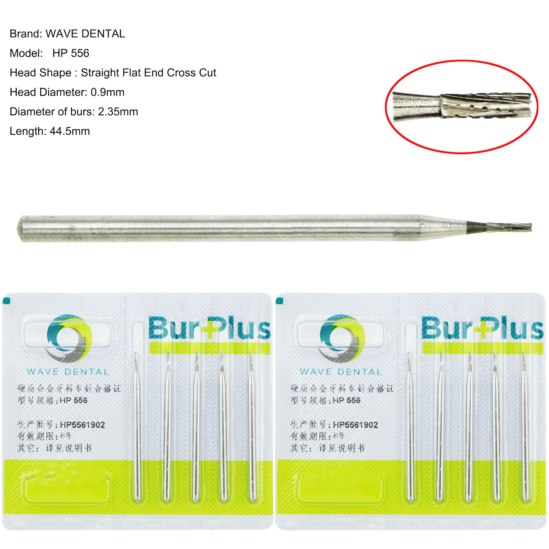 10PCS Wave Dental Bur Straight Fissure Cross HP556 Fits Low Speed ...