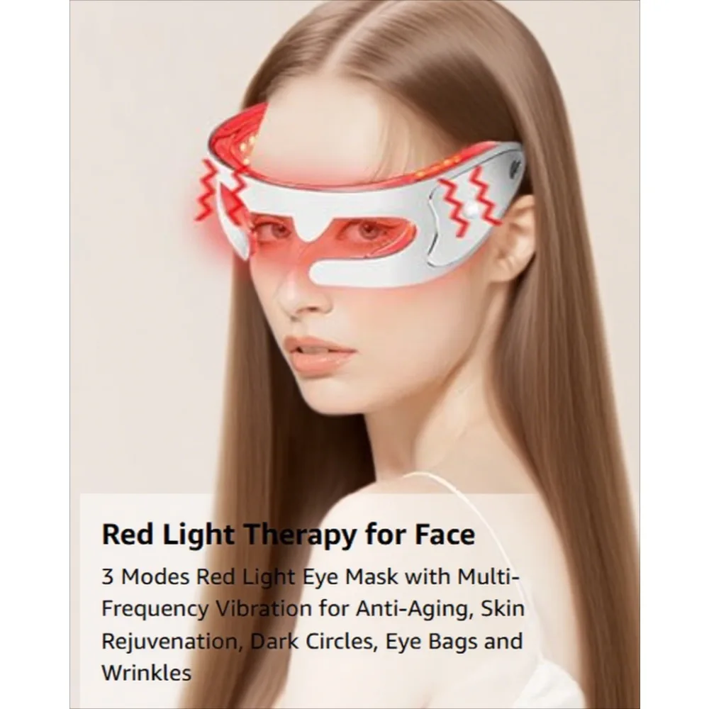 Smart Eye Massager - Red Light, Vibration & Heat, Anti-Aging, Dark ...
