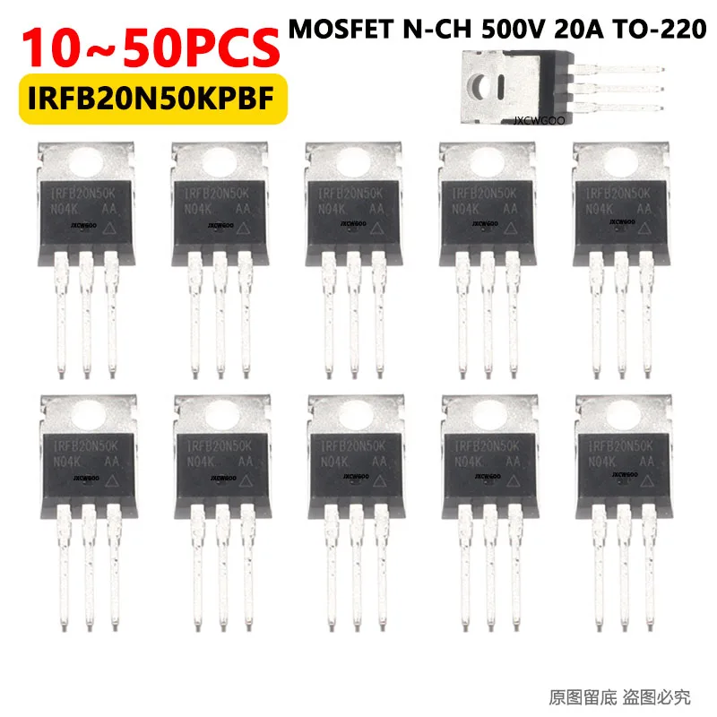 10-50PCS-IRFB20N50KPBF-IRFB20N50K-FB20N50K-TO-220-500V-20A-N-channel ...