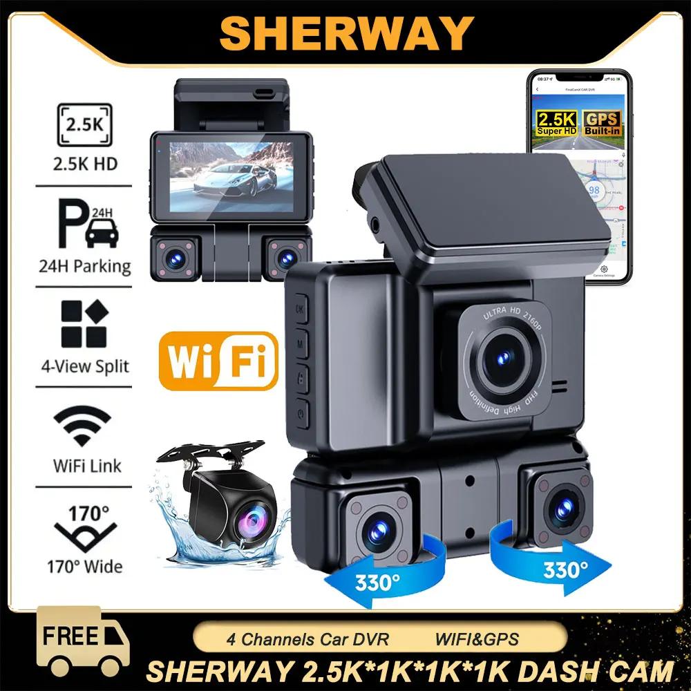 4 Channel 2.5K+1K+1K+1K Car DVR Dash Camera UHD WiFi Car Camera 360 ...