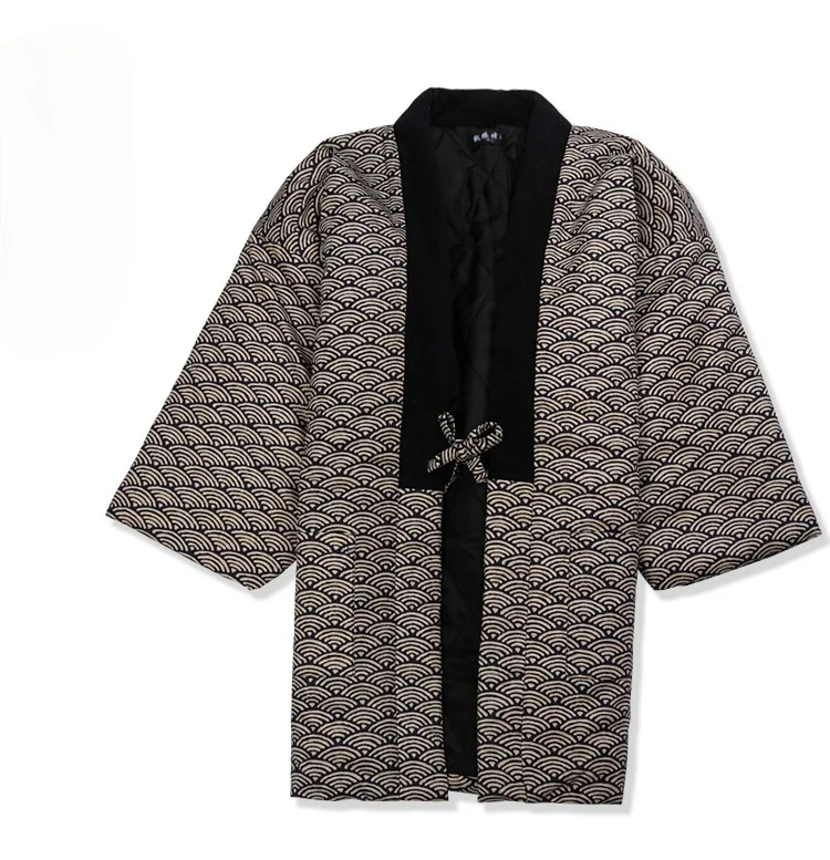 Hanten Jacket Men Padded Cotton Winter Japanese Vintage Kimono Cardigan ...