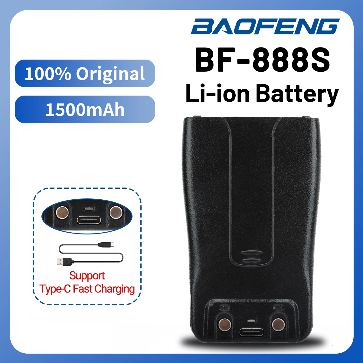 Baofeng-Original-BF-888S-Li-ion-Battery-Type-C-DC3-7V-Li-ion-Battery ...