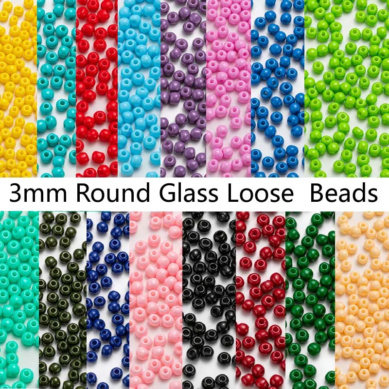 TAO Beads Multiple Colors The Glossy 3MM Round Glass Loose Beads For ...