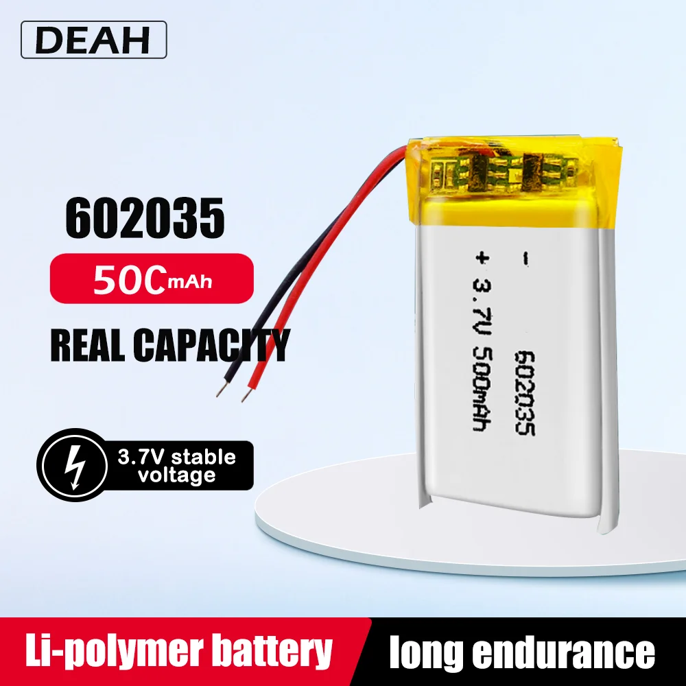 602035 500mAh 3.7V Rechargeable Lithium polymer Battery For MP3 MP4 MP5 ...