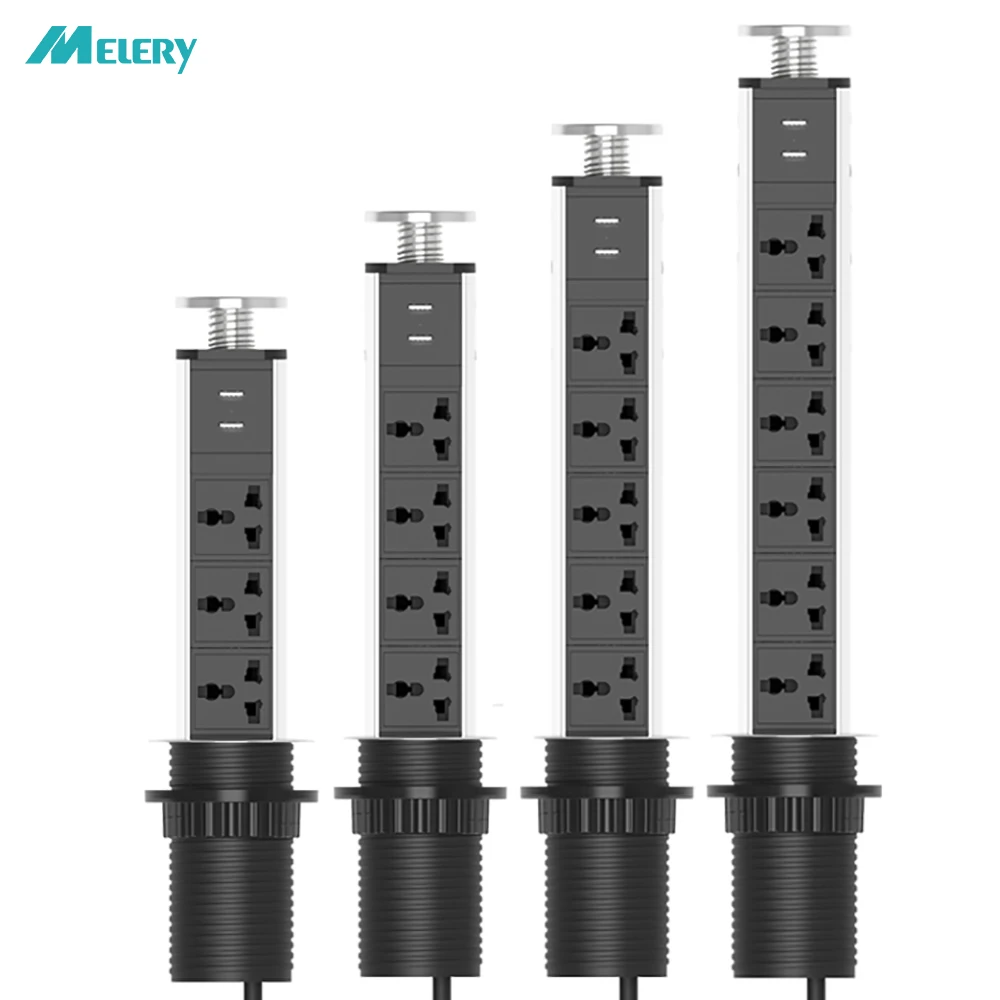 Table Pop Sockets Pull Up 3/4/5/6 Way Electrical Plug Universal Power ...