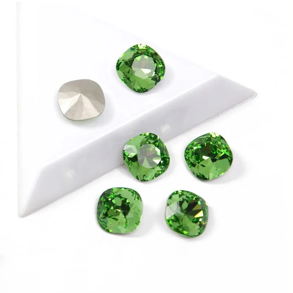 Peridot-Cushion-Cut-6A-Quality-Jewelry-K9-Fancy-Crystal-Rhinestones ...