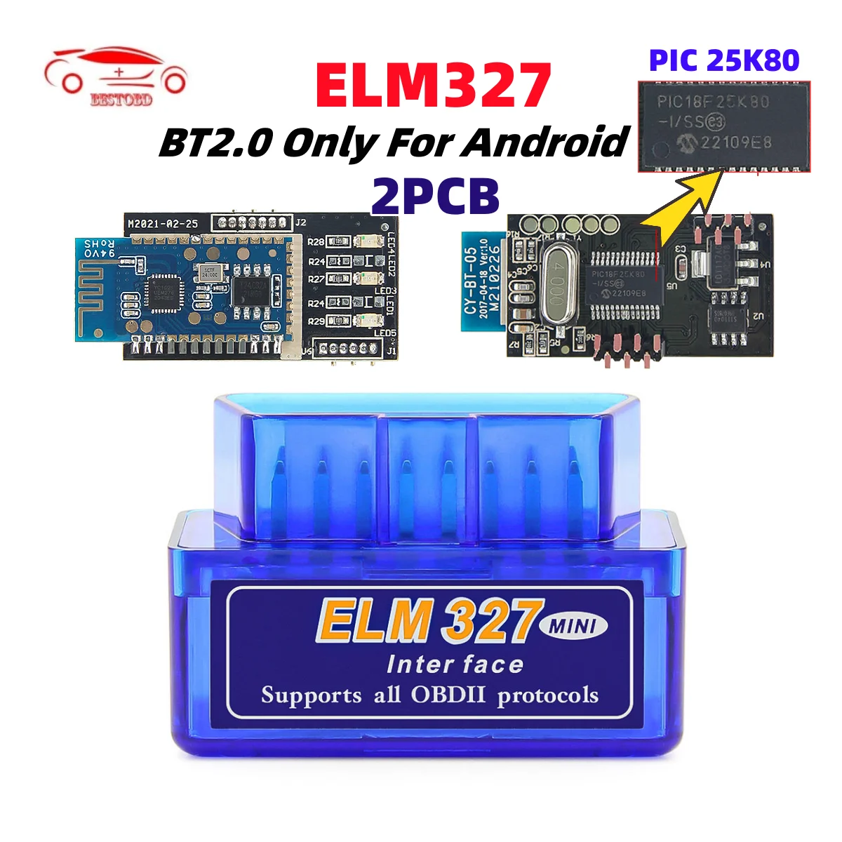ELM327 V1.5 OBD2 Bluetooth2.0 PIC18F25K80 Auto Scanner For Android Code ...