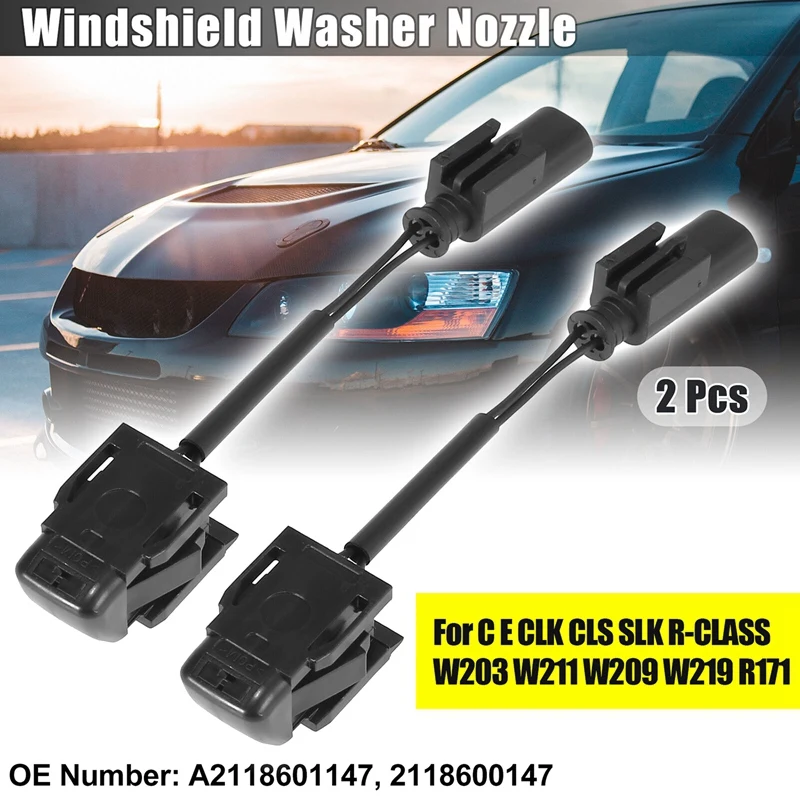 1Pair Windshield Washer Sprayer Nozzle Jet A2118601147 For Mercedes ...