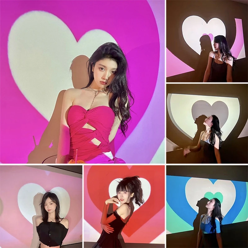 하트 패턴 프로젝션 램프 1 세트 행성 일몰 프로젝터 조명 벽 배경 장식 생일 파티 장식 사진 소품 배경