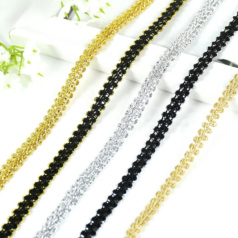 5M-Lace-Trim-Ribbon-Gold-Silver-Centipede-Braided-Lace-Curve-Lace ...